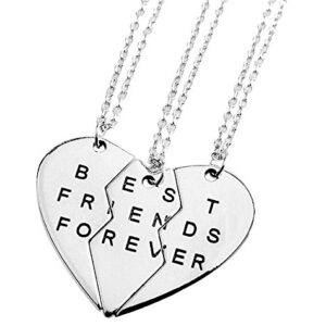 Fusicase Jewelry Necklaces Best Friend Forever BFF Metal Split Heart Necklaces Couples Three Part Necklaces