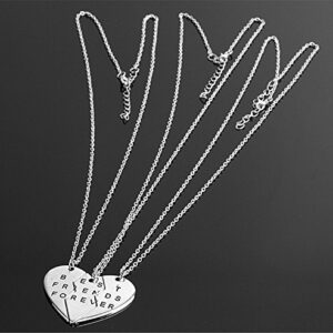 Fusicase Jewelry Necklaces Best Friend Forever BFF Metal Split Heart Necklaces Couples Three Part Necklaces