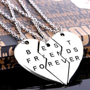 Fusicase Jewelry Necklaces Best Friend Forever BFF Metal Split Heart Necklaces Couples Three Part Necklaces