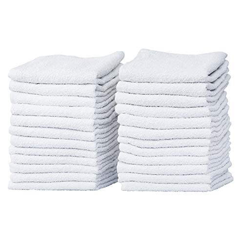 Pacific Linens 60-Pack White 100% Cotton Towel Washcloths, Durable, Lightweight, Commercial Grade and Ultra Absorbent