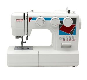 janome mod-19 easy-to-use sewing machine with 19 stitches, automatic needle threader and 5-piece feed dogs,white