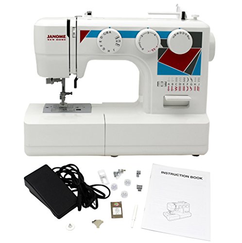 Janome MOD-19 Easy-to-Use Sewing Machine with 19 Stitches, Automatic Needle Threader and 5-Piece Feed Dogs,white