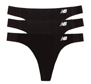 new balance women's laser thong panties (3 pack), black, medium