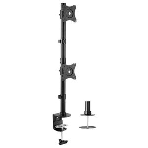 vivo dual monitor desk mount stand with height adjustment and vesa plates for 2 lcd ultrawide screens up to 34 inches, stacked array, stand-v002r