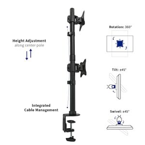 VIVO Dual Monitor Desk Mount Stand with Height Adjustment and VESA Plates for 2 LCD Ultrawide Screens up to 34 inches, Stacked Array, STAND-V002R