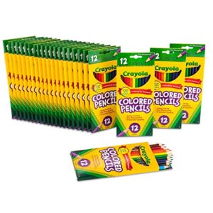 crayola bulk colored pencils, pre-sharpened, bulk school supplies for teachers, 12 assorted colors, pack of 24 [amazon exclusive]