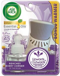 air wick plug in scented oil starter kit (warmer + 1 refill), lavender & chamomile, air freshener, essential oils