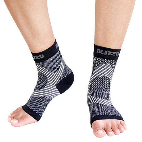 Ankle Brace, Foot Compression Sleeve, Open Toe Women Fasciated Compression Sock Night Splint For Plantar Fasciitis, Achilles Tendonitis , Black L-XL