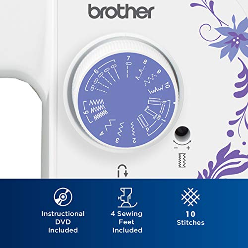 Brother Sewing Machine, XM1010, 10 Built-in Stitches, 4 Included Sewing Feet