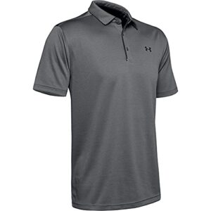 under armour men's tech golf polo , graphite (040)/black , small