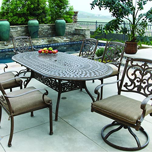 Darlee Santa Barbara 7 Piece Cast Aluminum Patio Dining Set with Oval Table - Antique Bronze