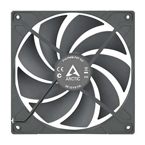 ARCTIC F14 PWM PST CO - 140 mm Case Fan with PWM Sharing Technology (PST), Dual Ball Bearing for Continuous Operation, Quiet, Computer, 200-1350 RPM - Grey