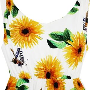 JE32 Girls Dress Sunflower Butterfly Hanky Hem Party Beach Necklace Size 8,Yellow,