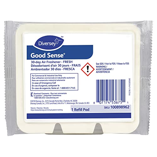 Diversey 100898962 Good Sense 30-Day Air Freshener, Fits Most Dispensers, Fresh Scent, 1 Refill Pad, 1-Count, White