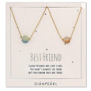 best friend necklace, bff necklace, friendship necklace for 2, gold dainty necklace, simulated gemstone necklace, valentines day