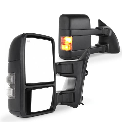 SCITOO Towing Mirrors fit for Ford High Perfitmance Mirrors fit 1999-2007 for F250 for F350 for F450 for F550 Super Duty with Amber Turn Signal Power Adjusted Heated Manual Telescoping Features