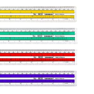 6 inch Rulers | 15 cm Rulers | Transparent Plastic Ruler | Pack of 12 of Premium Quality Rulers | Yellow, Green, Red and Blue