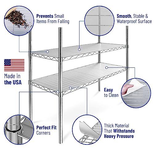 Wire Shelf Liner 18 x 48 - Shelf Liners for Wire Shelf System - 4 Pack in Graphite - Plastic Wire Shelving Shelf Mats-Made in USA