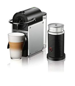 nespresso pixie coffee and espresso machine by de'longhi with milk frother, aluminum, 34 ounces