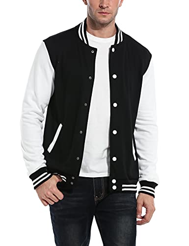 COOFANDY Mens Fashion Varsity Jacket Causal Slim Fit Cotton Letterman Baseball Bomber Jackets