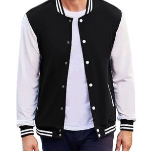 COOFANDY Mens Fashion Varsity Jacket Causal Slim Fit Cotton Letterman Baseball Bomber Jackets