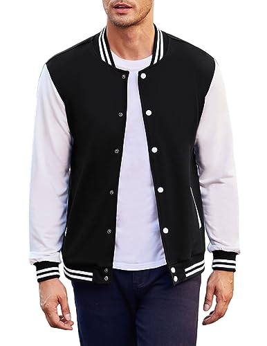 COOFANDY Mens Fashion Varsity Jacket Causal Slim Fit Cotton Letterman Baseball Bomber Jackets