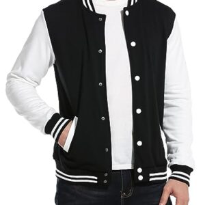 COOFANDY Mens Fashion Varsity Jacket Causal Slim Fit Cotton Letterman Baseball Bomber Jackets