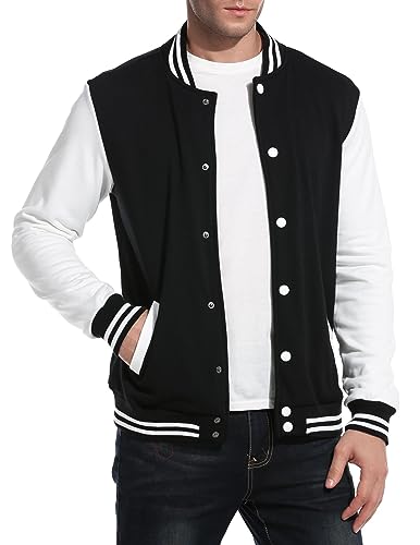 COOFANDY Mens Fashion Varsity Jacket Causal Slim Fit Cotton Letterman Baseball Bomber Jackets