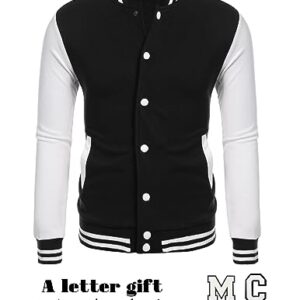 COOFANDY Mens Fashion Varsity Jacket Causal Slim Fit Cotton Letterman Baseball Bomber Jackets