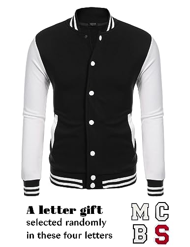 COOFANDY Mens Fashion Varsity Jacket Causal Slim Fit Cotton Letterman Baseball Bomber Jackets