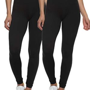 Felina Velvety Super Soft Lightweight Style C2801 Leggings 2-Pack - for Women - Yoga Pants, Workout Clothes (Black, Large)