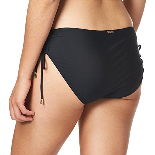 Calvin Klein Women's Side Shirred Bikini Swimsuit Bottom, Black Solid, X-Small