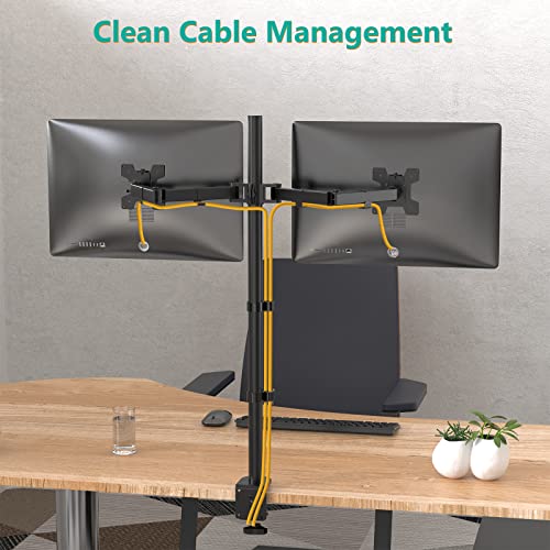 WALI Extra Tall Dual LCD Monitor Fully Adjustable Desk Mount Fits 2 Screens up to 27 inch, 22 lbs. Weight Capacity per Arm (M002XL), Black