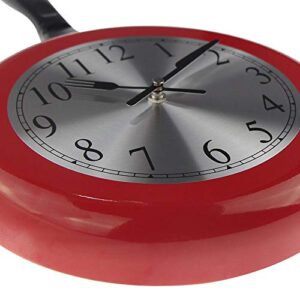 Timelike Wall Clock, 10 inch Metal Frying Pan Kitchen Wall Clock Home Decor - Kitchen Themed Unique Wall Clock with a Screwdriver (Red)