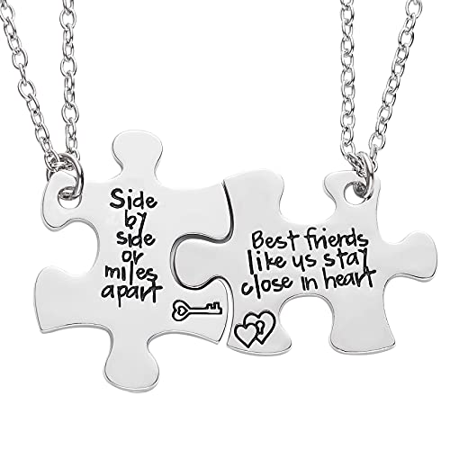 Melix Home Friendship Necklace for 2 Side by Side Best Friends Close in Heart Necklace Set