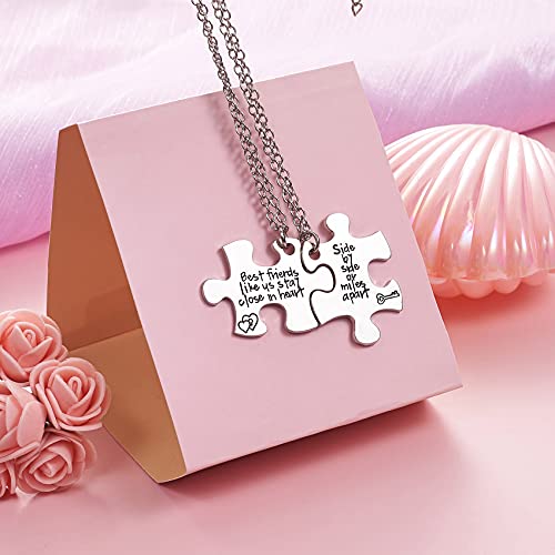 Melix Home Friendship Necklace for 2 Side by Side Best Friends Close in Heart Necklace Set