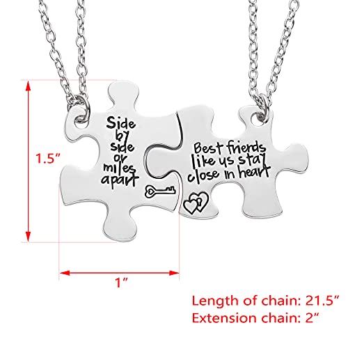 Melix Home Friendship Necklace for 2 Side by Side Best Friends Close in Heart Necklace Set