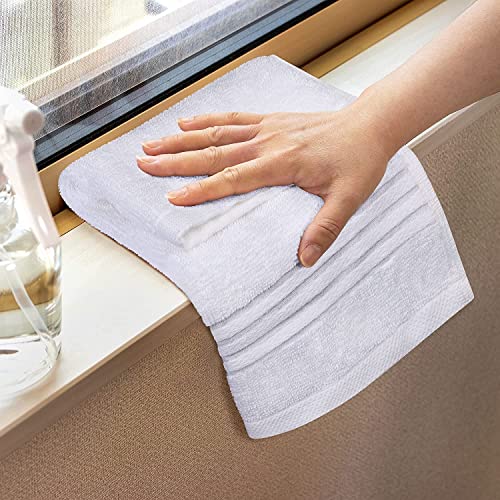 Utopia Towels 12 Pack Premium Wash Cloths Set (12 x 12 Inches) 100% Cotton Ring Spun, Highly Absorbent and Soft Feel Washcloths for Bathroom, Spa, Gym, and Face Towel (White)