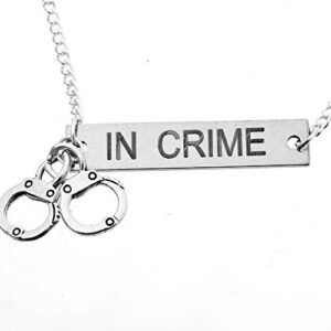 MJartoria Best Friend Necklaces Partners in Crime Engraved Friendship BFF Necklace for 2(Silver color3)