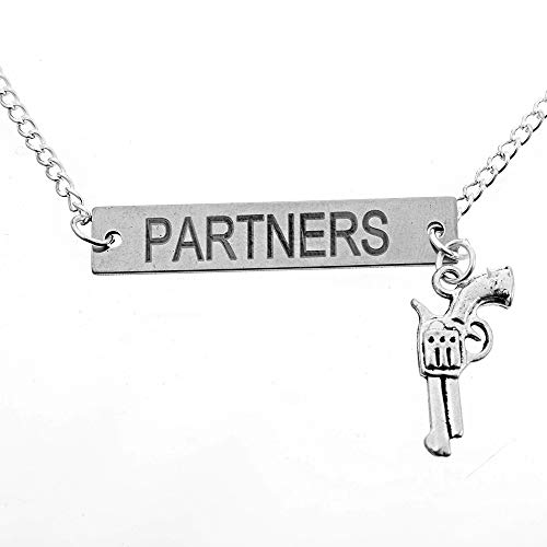 MJartoria Best Friend Necklaces Partners in Crime Engraved Friendship BFF Necklace for 2(Silver color3)