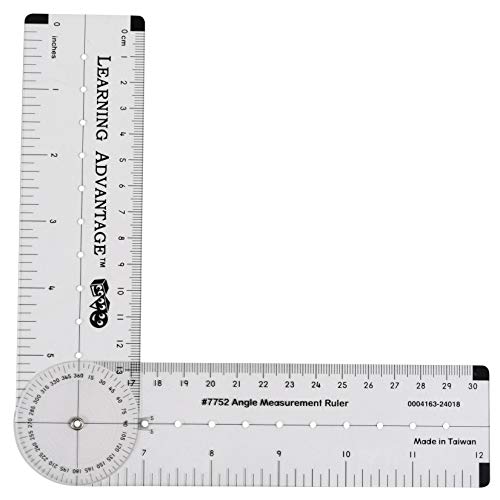 LEARNING ADVANTAGE-7752 Angle Measurement Ruler - Clear, Flexible and Adjustable Geometry Measuring Tool - Measure Angles to 360 Degrees and Lines to 12"