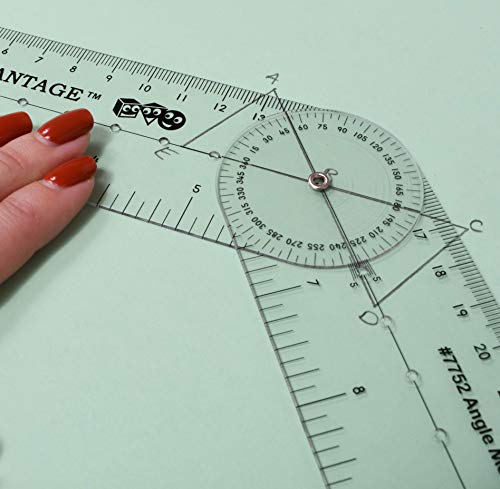 LEARNING ADVANTAGE-7752 Angle Measurement Ruler - Clear, Flexible and Adjustable Geometry Measuring Tool - Measure Angles to 360 Degrees and Lines to 12"