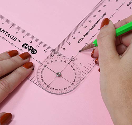 LEARNING ADVANTAGE-7752 Angle Measurement Ruler - Clear, Flexible and Adjustable Geometry Measuring Tool - Measure Angles to 360 Degrees and Lines to 12"