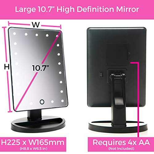 Absolutely Luvly Natural Daylight Lighted Makeup Mirror/Vanity Mirror with Touch Screen Dimming,Detachable 10X Magnification Spot Mirror