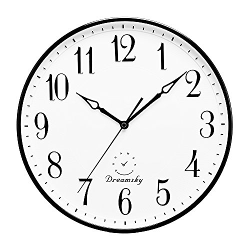 DreamSky 13.5 Inches Extra Large Wall Clock for Living Room Decor - Non-Ticking Big Silent Wall Clocks Battery Operated for Kitchen Bedroom Office Classroom Easy to Read