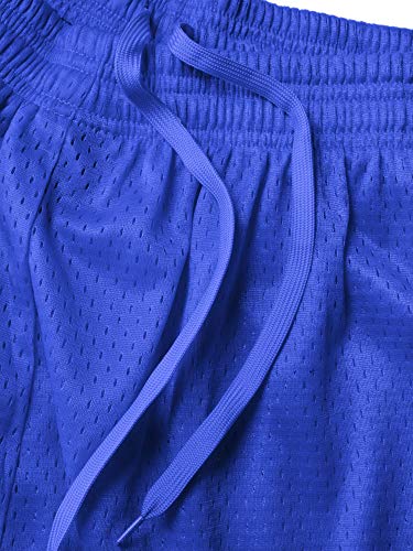 Hat and Beyond Mens Lightweight Basic Mesh Solid Basketball Jersey Workout Fitness Gym Shorts (4X-Large, 1ihb01_Royal Blue)