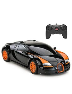 rastar rc car | 1:24 bugatti veyron 16.4 grand sport vitesse radio remote control racing toy car model vehicle, black/orange