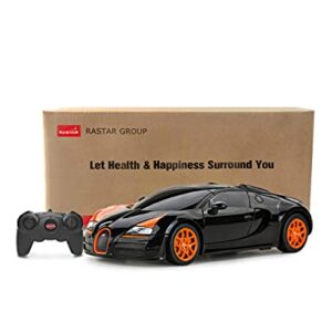 RASTAR RC Car | 1:24 Bugatti Veyron 16.4 Grand Sport Vitesse Radio Remote Control Racing Toy Car Model Vehicle, Black/Orange