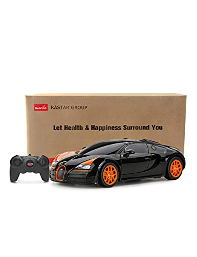 RASTAR RC Car | 1:24 Bugatti Veyron 16.4 Grand Sport Vitesse Radio Remote Control Racing Toy Car Model Vehicle, Black/Orange