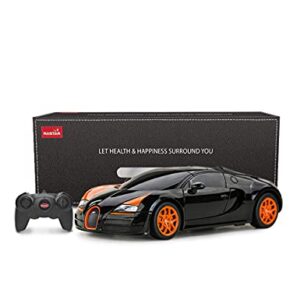 RASTAR RC Car | 1:24 Bugatti Veyron 16.4 Grand Sport Vitesse Radio Remote Control Racing Toy Car Model Vehicle, Black/Orange